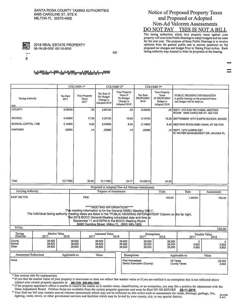 Santa Rosa County Proposes New Property Taxes - South Santa Rosa News